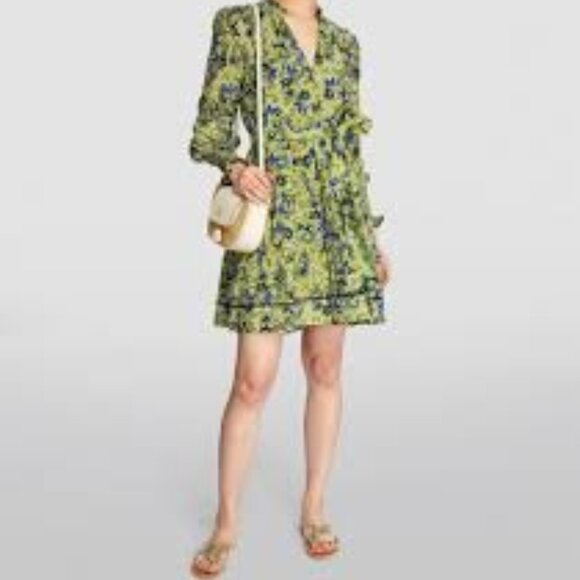 ME+EM | Dresses | Meem Womens Long Sleeve Mini Dress Green Floral Size ...